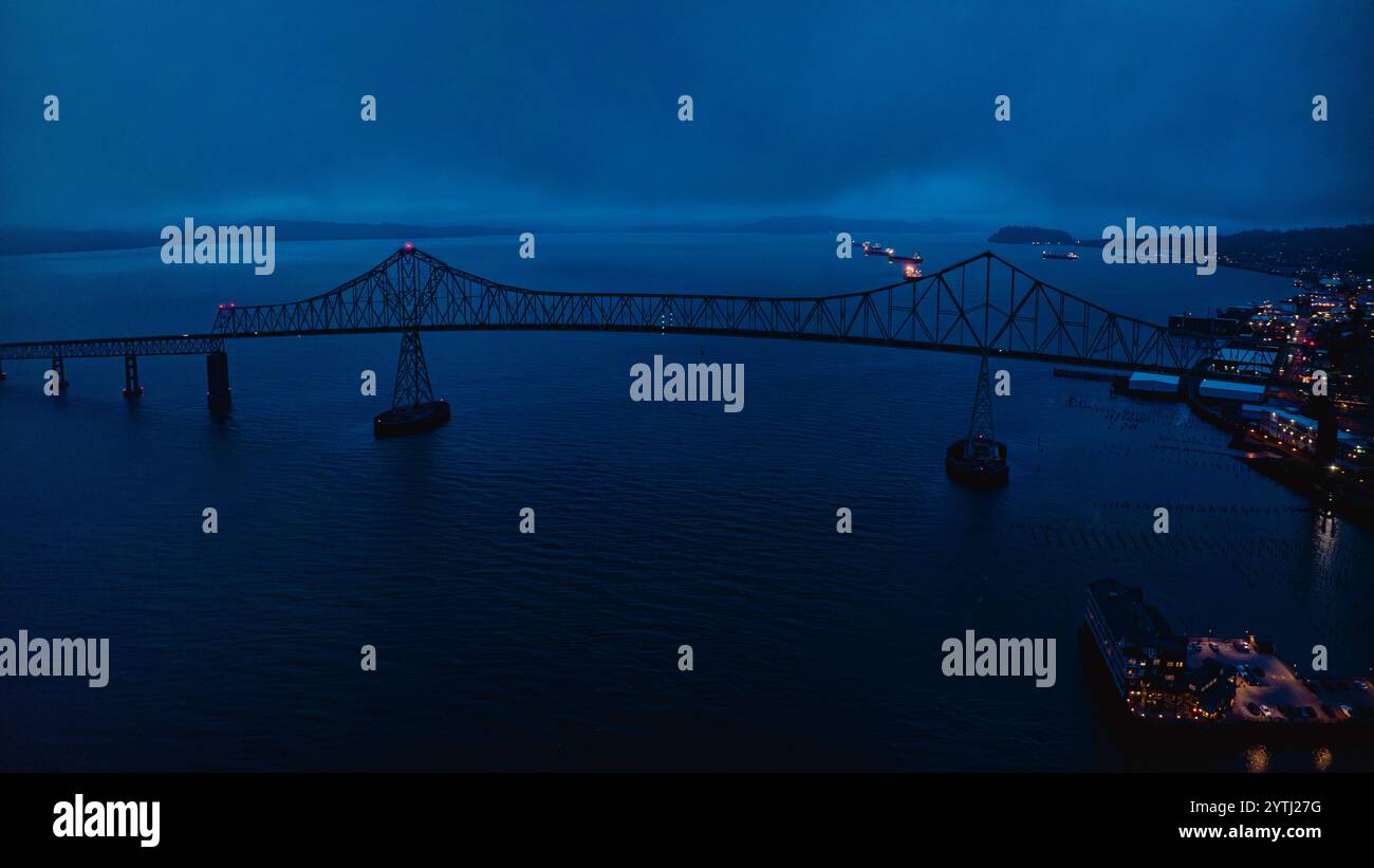 MAY 2024, ASTORIA, WASHINGTON - Astoria Megler Bridge and Astoria show ...