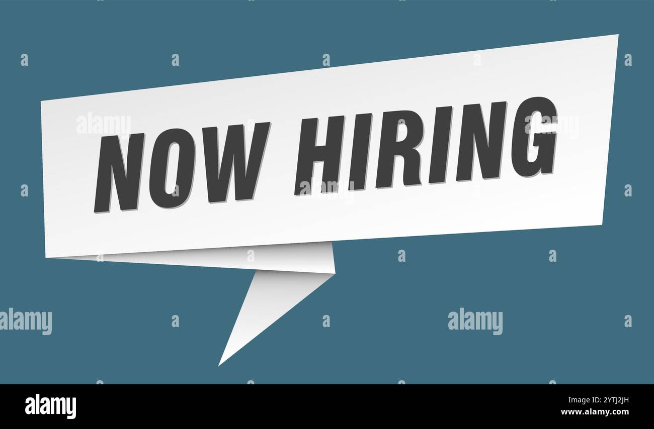 now hiring banner. now hiring speech bubble, label, sticker, ribbon, sign template Stock Vector ...