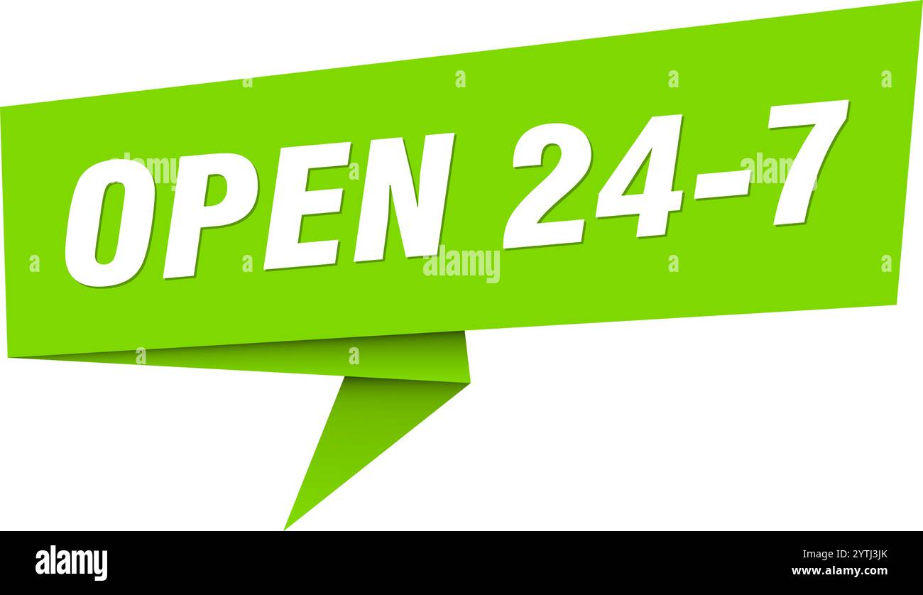open 24 7 banner. open 24 7 speech bubble, label, sticker, ribbon, sign ...
