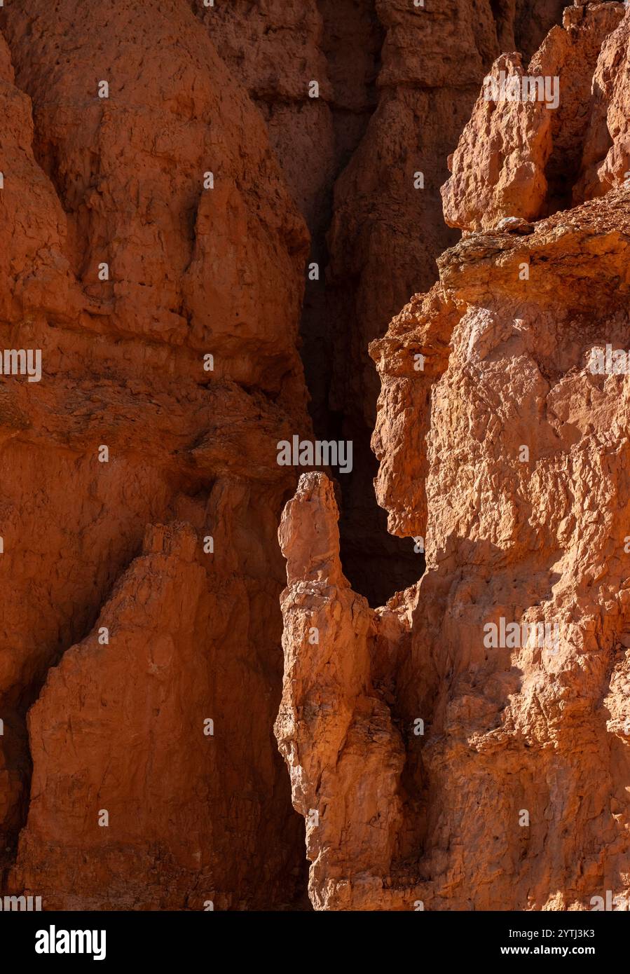 Sun Highlights Side Texture Of Hoodoo With Shadows Falling Off In The ...