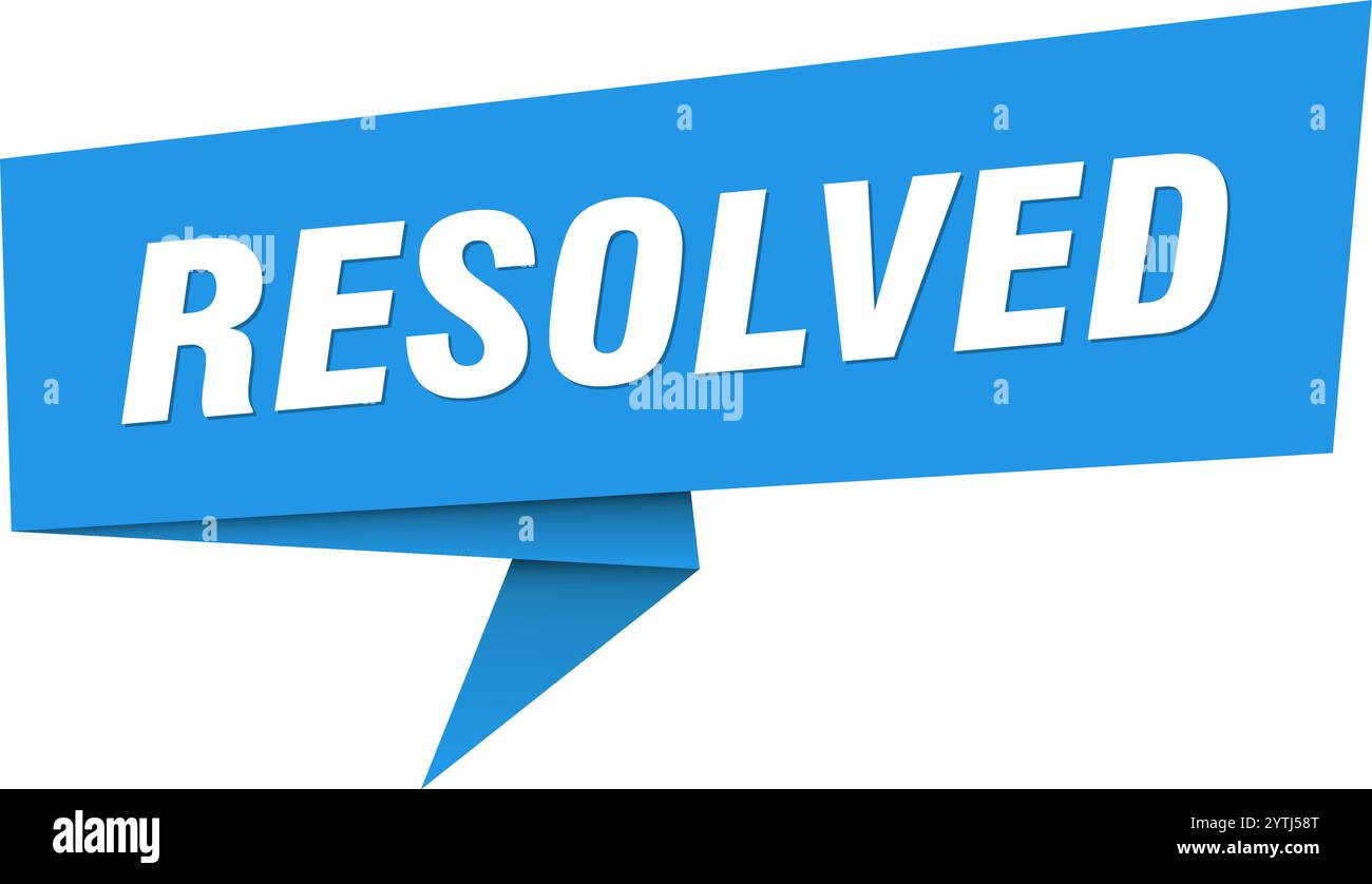 resolved banner. resolved speech bubble, label, sticker, ribbon, sign ...