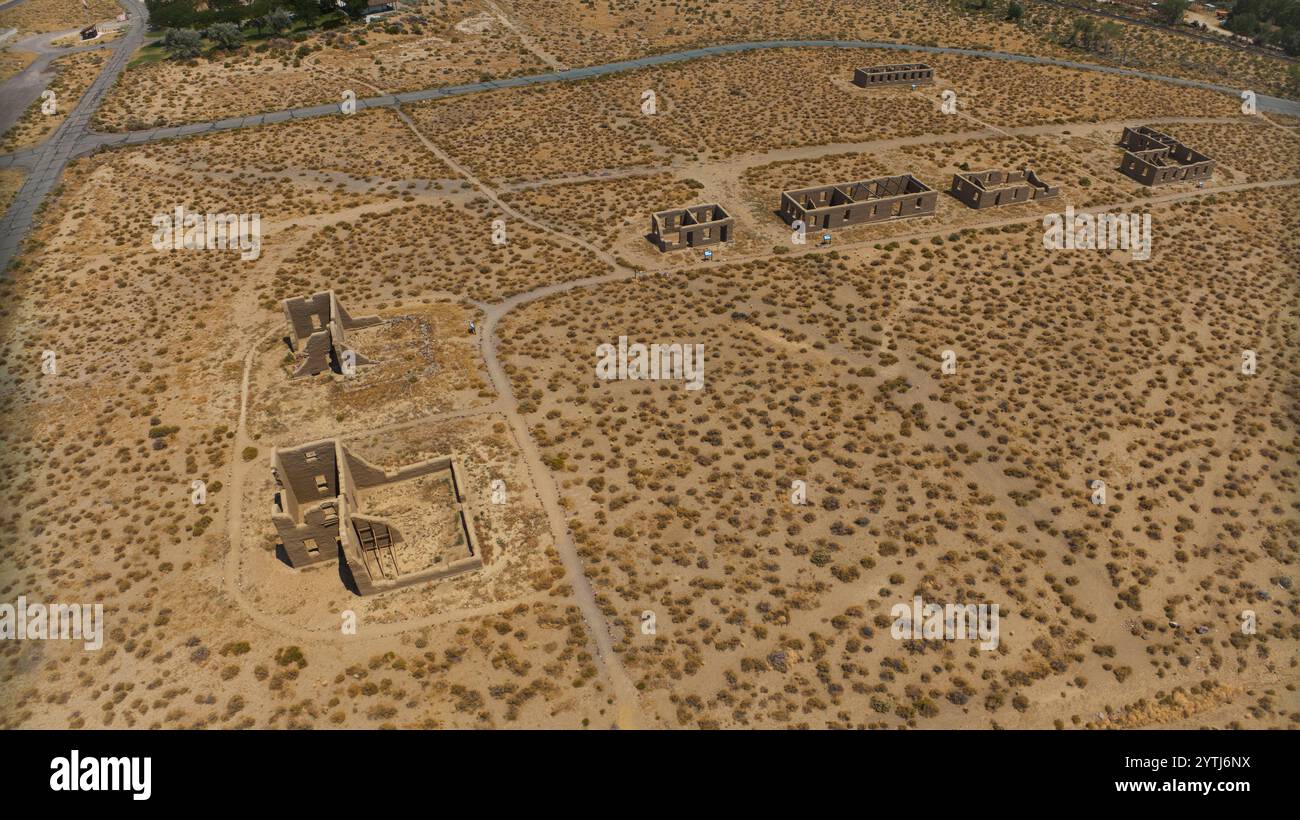 JULY 2024, RENO, NEVADA - aerial view of historic fort ruins at ...