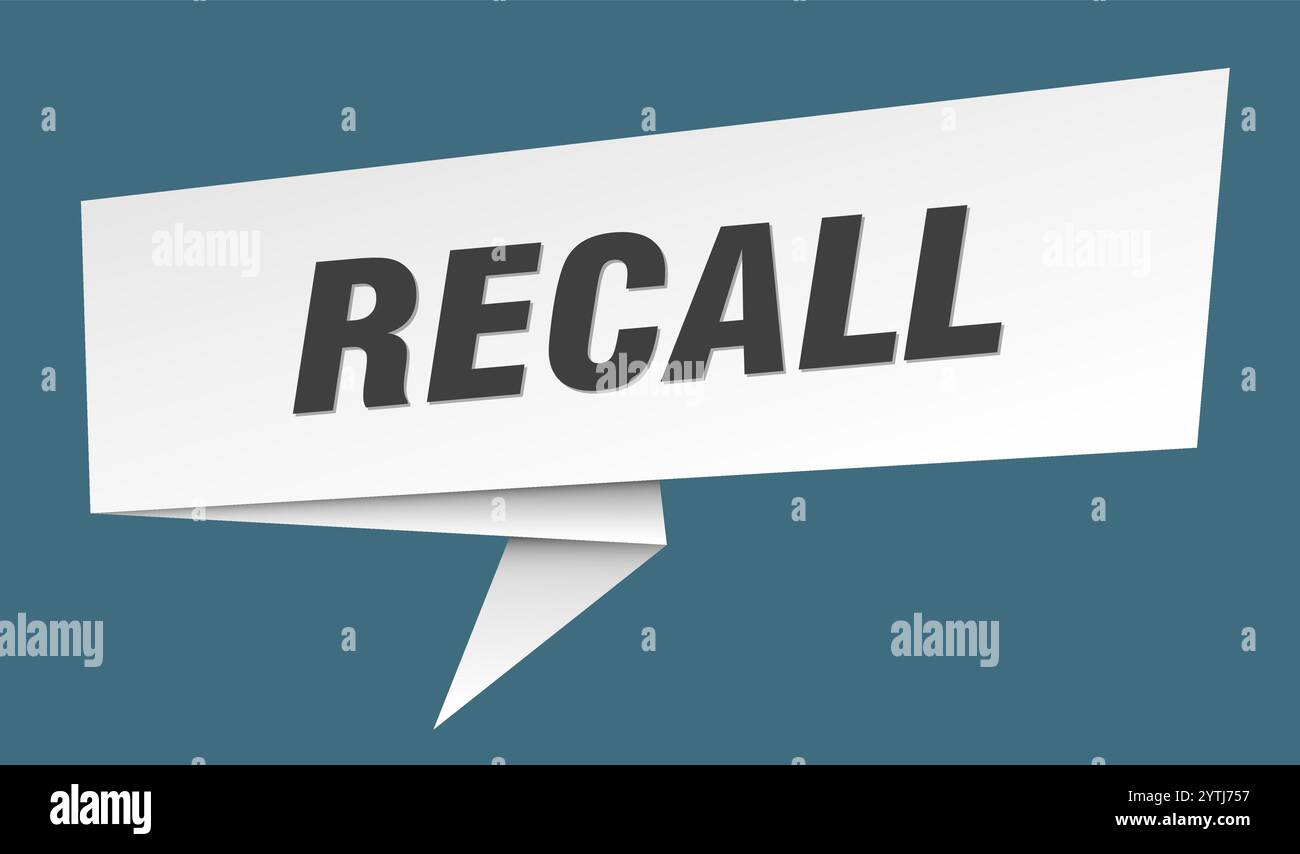 recall banner. recall speech bubble, label, sticker, ribbon, sign ...