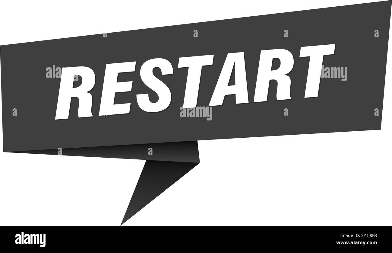 restart banner. restart speech bubble, label, sticker, ribbon, sign ...