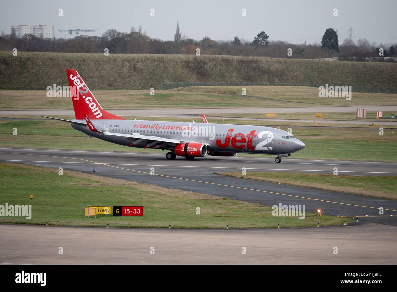 Jet2 Boeing 737-85P landing at Birmingham Airport, UK (G-JZHG Stock ...