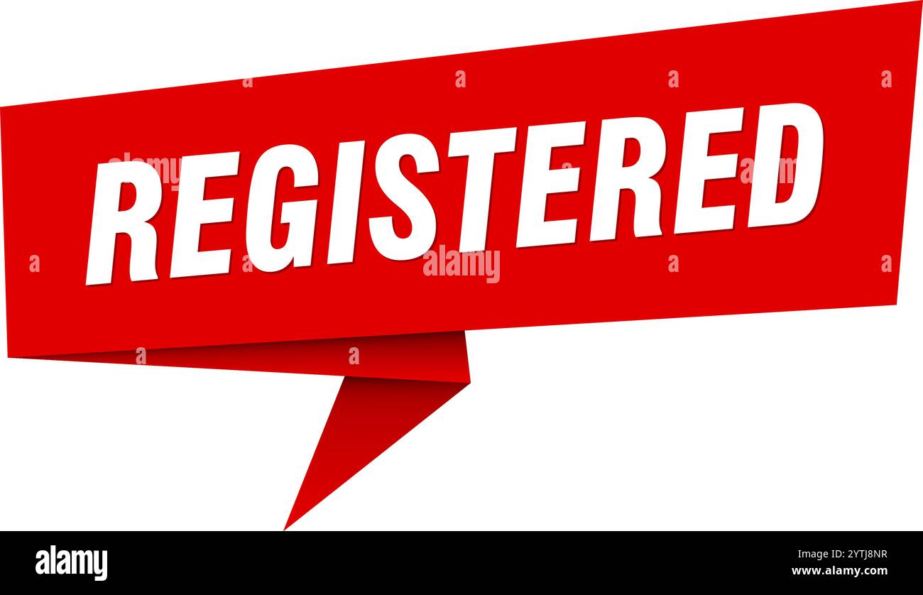 registered banner. registered speech bubble, label, sticker, ribbon ...