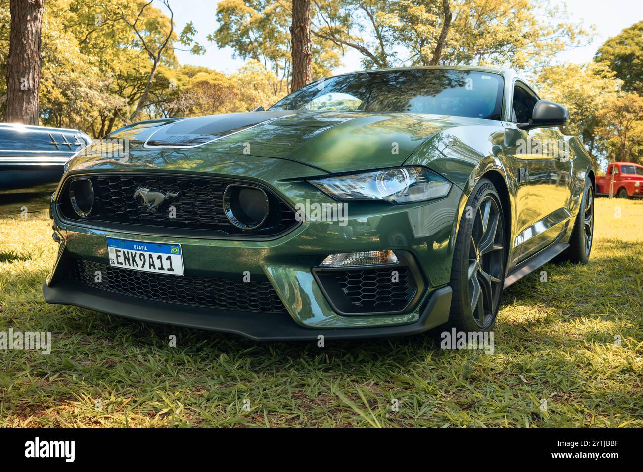2022 Ford Mustang Mach 1 on exhibition at the monthly meeting of cars ...