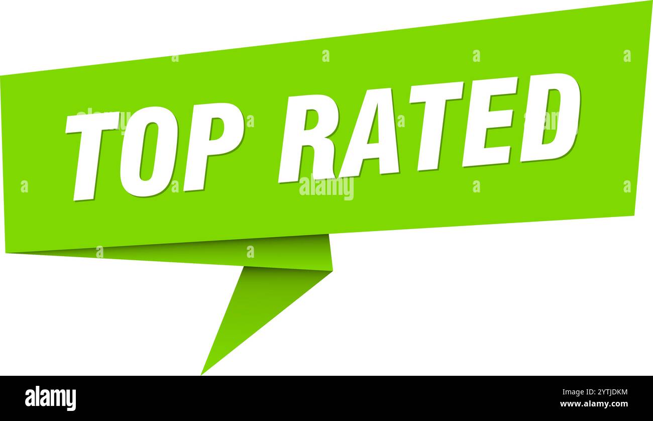 top rated banner. top rated speech bubble, label, sticker, ribbon, sign ...