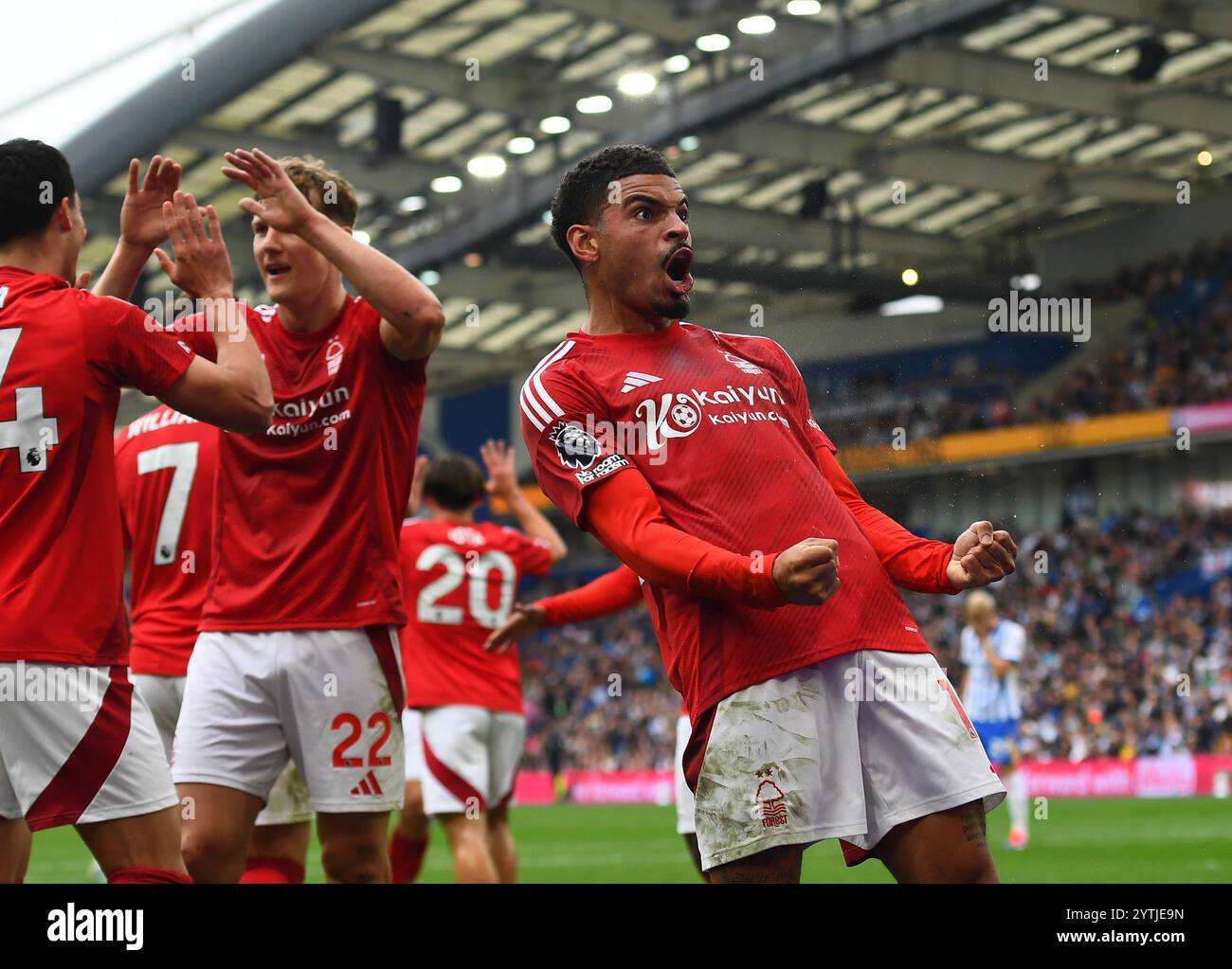 Morgan Gibbs-White of Nottingham Forest shouts at the fans as Ramon ...