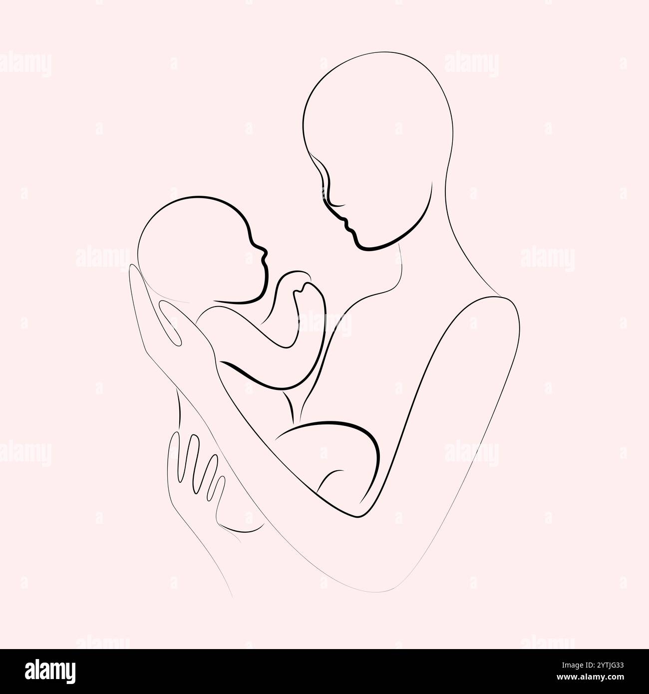 A sketch of a mannequin holding a child in his arms. Linear Vector ...