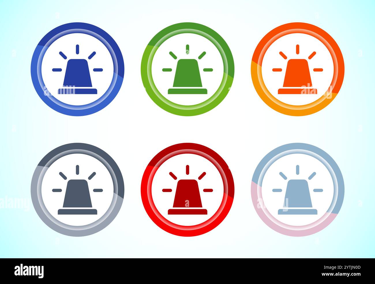 Emergency siren icon, Ambulance emergency siren sign. Button Design Set ...