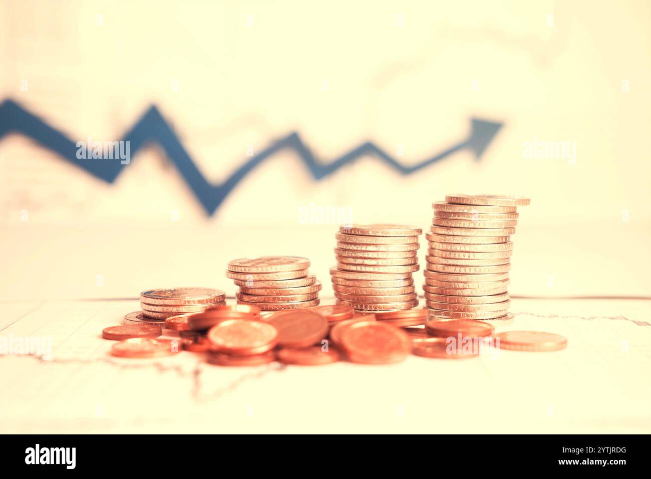 Business diagram on financial report , coins Stock Photo - Alamy