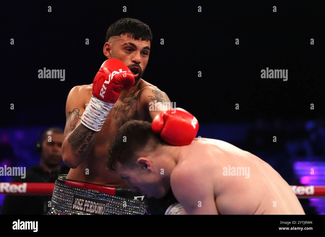 Jose Edgardo Perdomo (left) against Pierce O'Leary at the OVO Arena ...