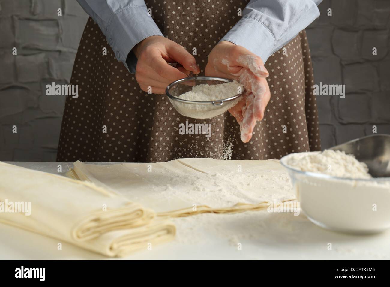 Woman making puff pastry dough hi-res stock photography and images - Alamy