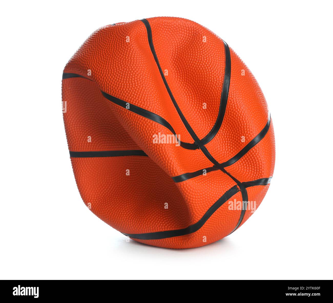 One deflated basketball ball isolated on white Stock Photo - Alamy