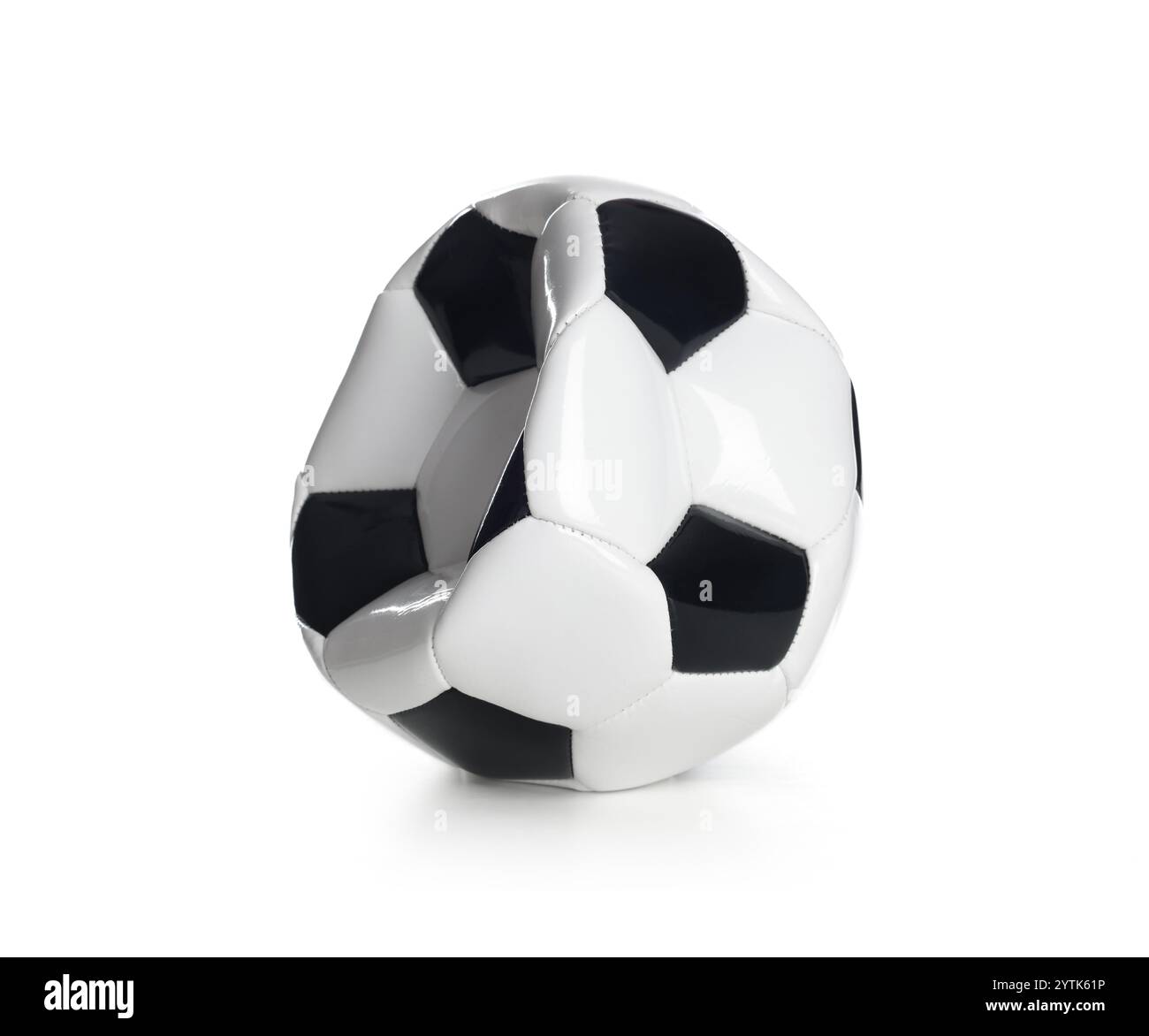 One deflated soccer ball isolated on white Stock Photo - Alamy