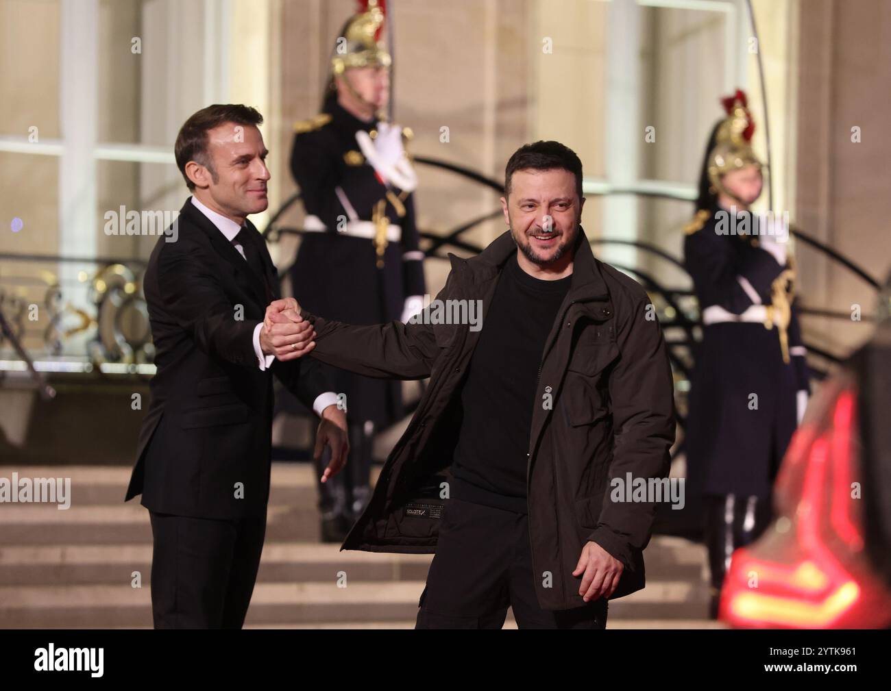 Paris, France. 07th Dec, 2024. French President Emmanuel Macron bids ...