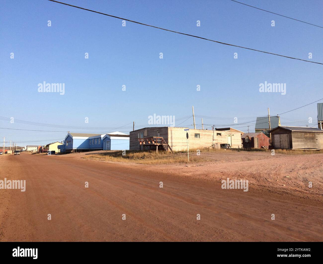Street view of Baker Lake, an Inuit town community and neighbourhood ...