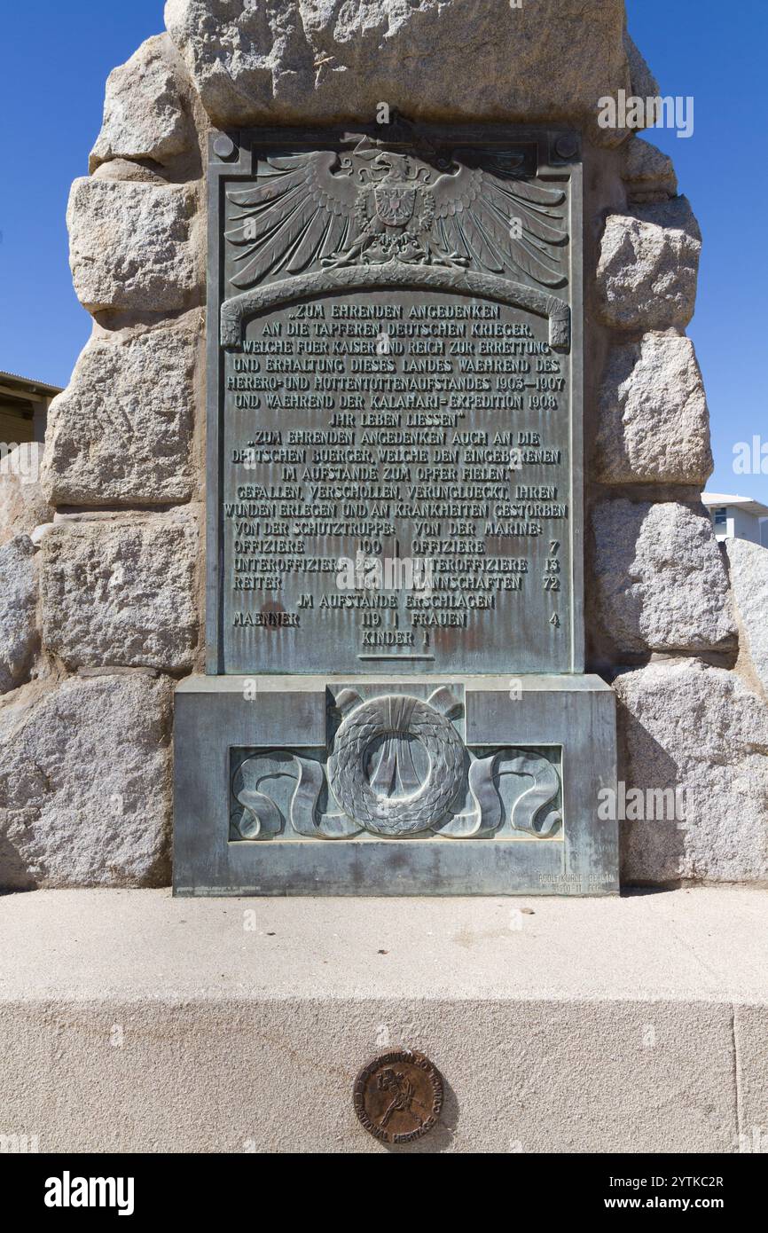 Memorial Plaque of the Equestrian Monument in Windhoek, Namibia Stock ...