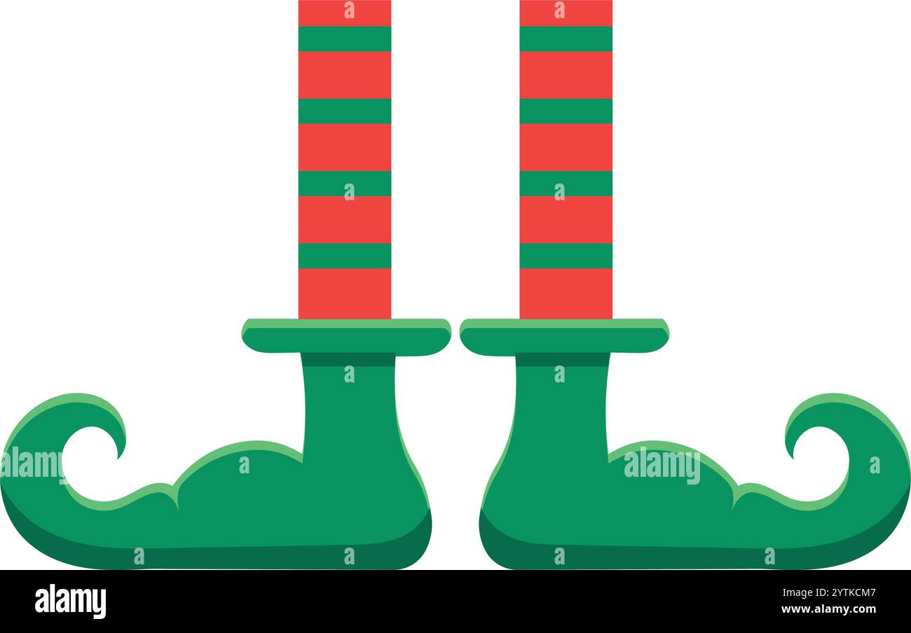 Christmas elf legs featuring whimsical green shoes with curled toes and ...