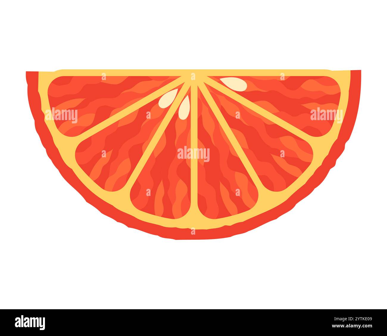 Half slice of orange fruit with vibrant pulp texture and seeds. Citrus ...