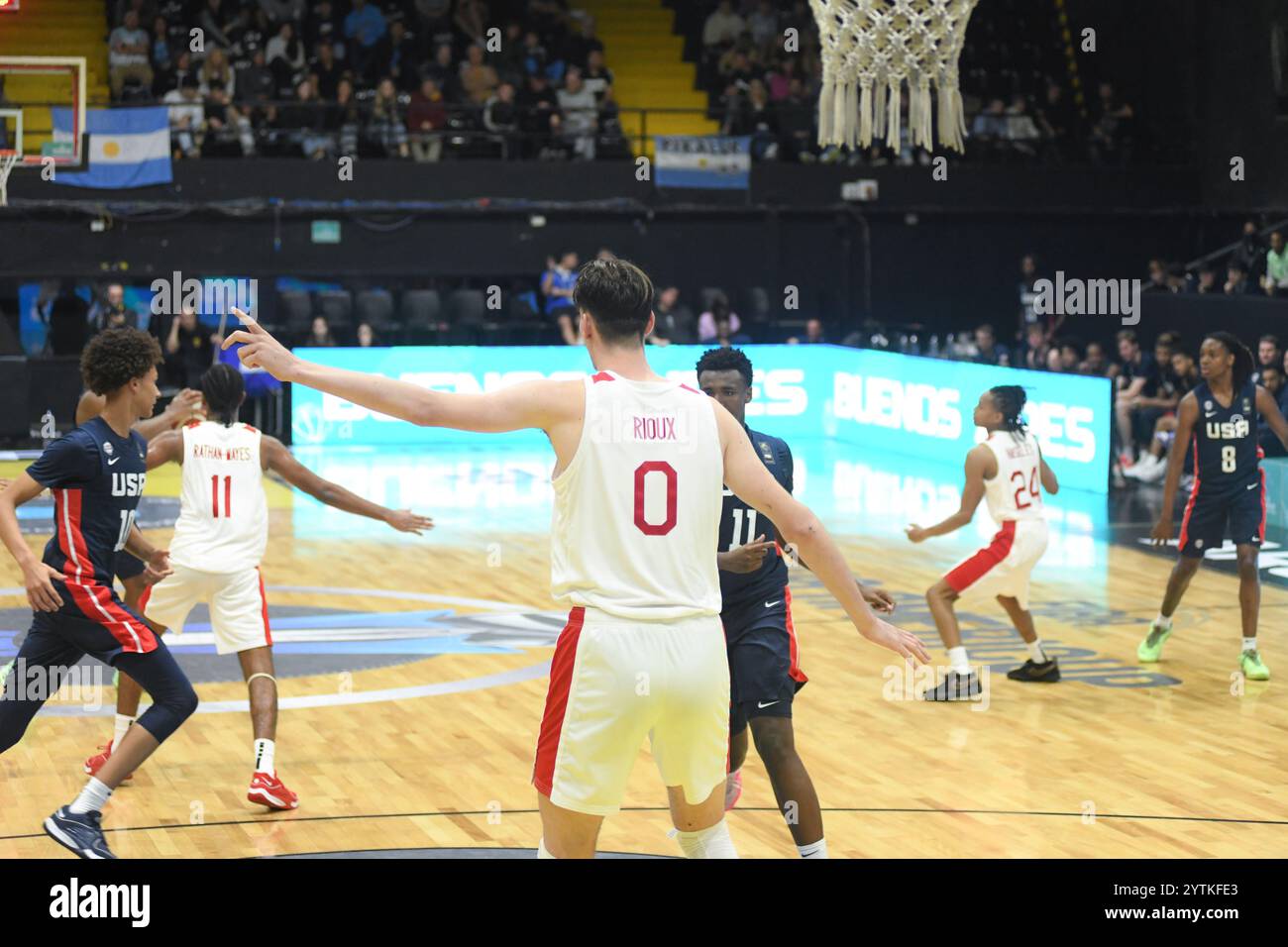 Olivier Rioux (Canada) against USA. FIBA Basketball Americup U18 ...