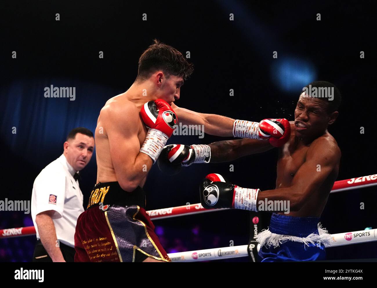 Royston Barney-Smith (left) against Andreas Navarrete at the OVO Arena ...