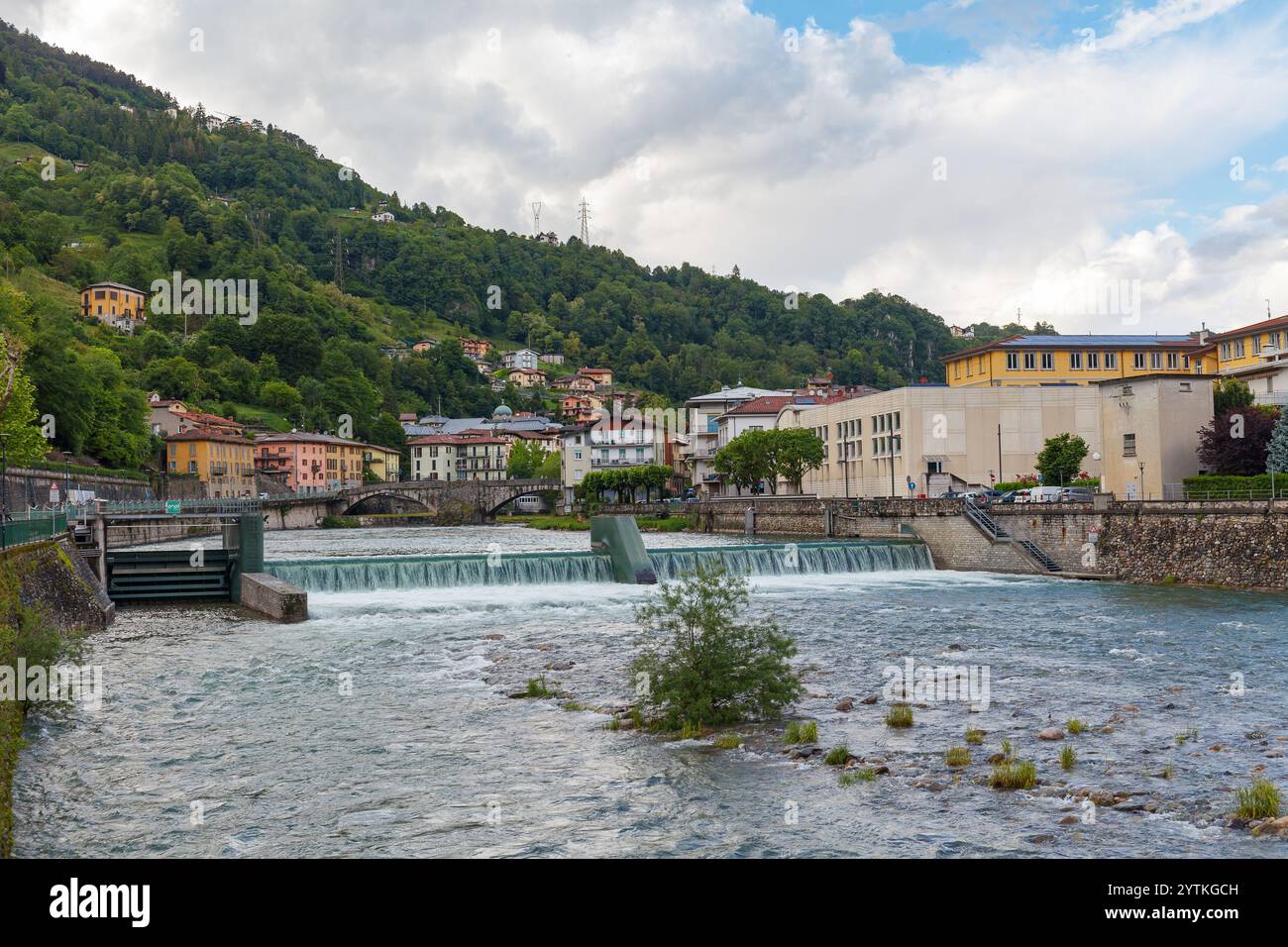 SAN PELLEGRINO TERME, ITALY - MAY 12, 2024: River and dam Stock Photo ...