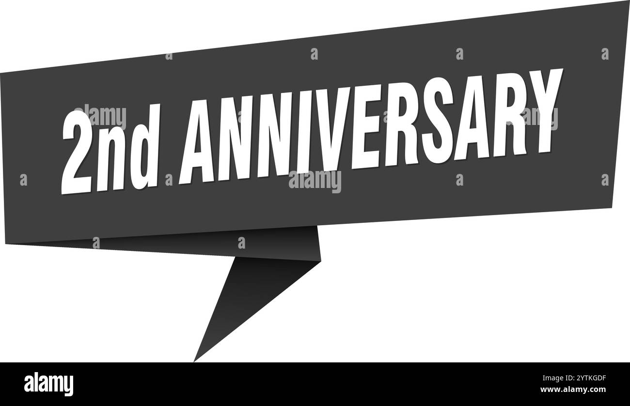2nd anniversary banner. 2nd anniversary speech bubble, label, sticker ...