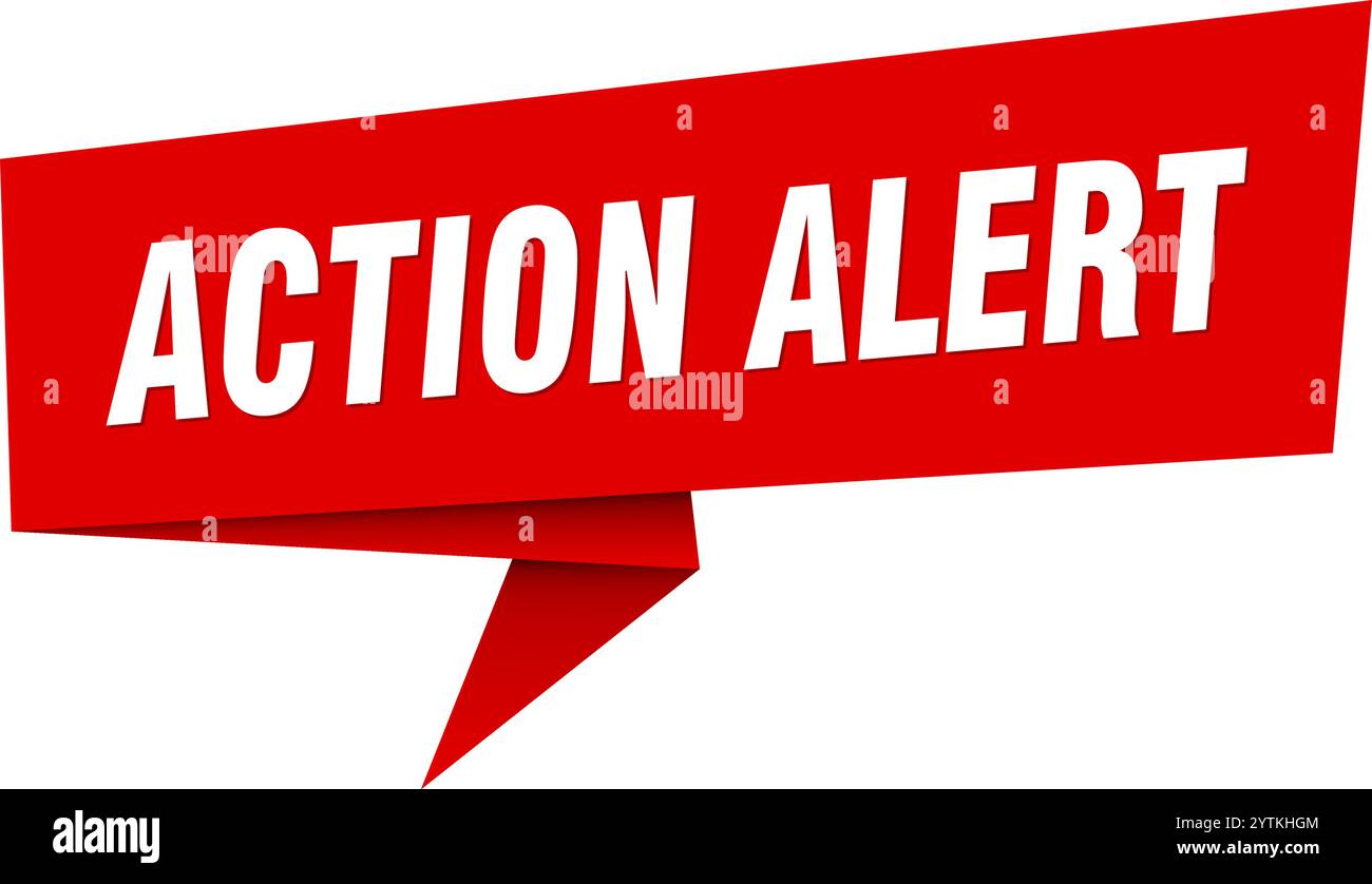 action alert banner. action alert speech bubble, label, sticker, ribbon ...