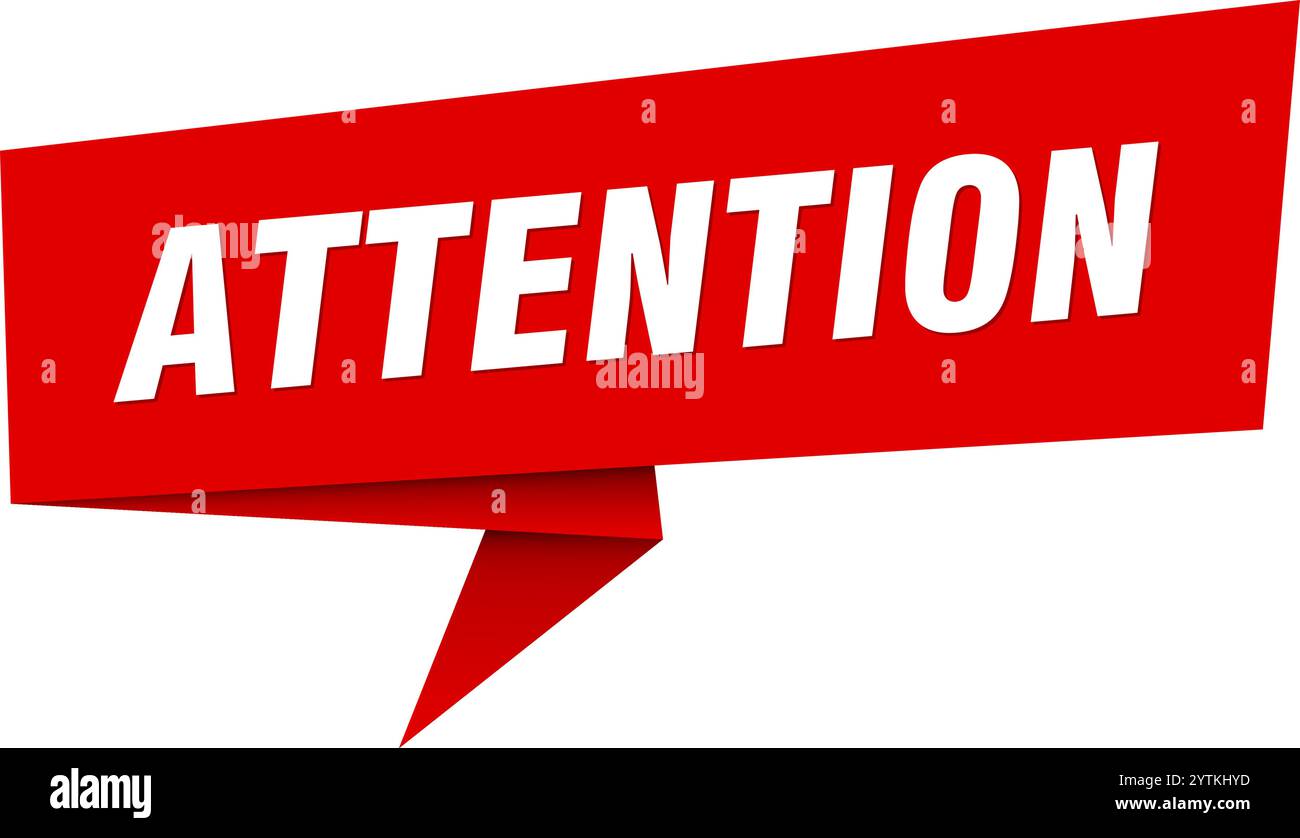 attention banner. attention speech bubble, label, sticker, ribbon, sign ...