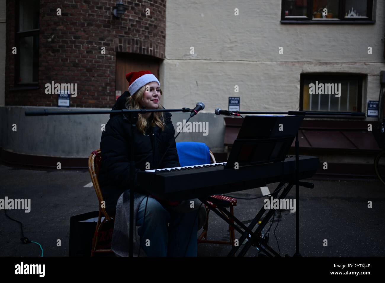 Helsingborg, Skåne, Sweden. December 1 2024. Christmas market. Woman ...