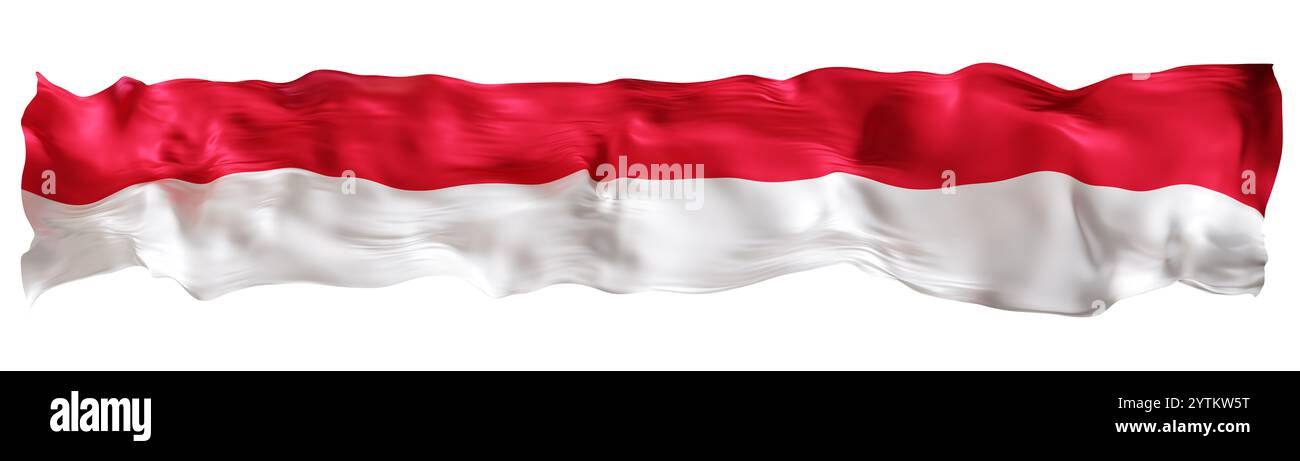 Stylized flag of Monaco waving in the wind, isolated on white ...