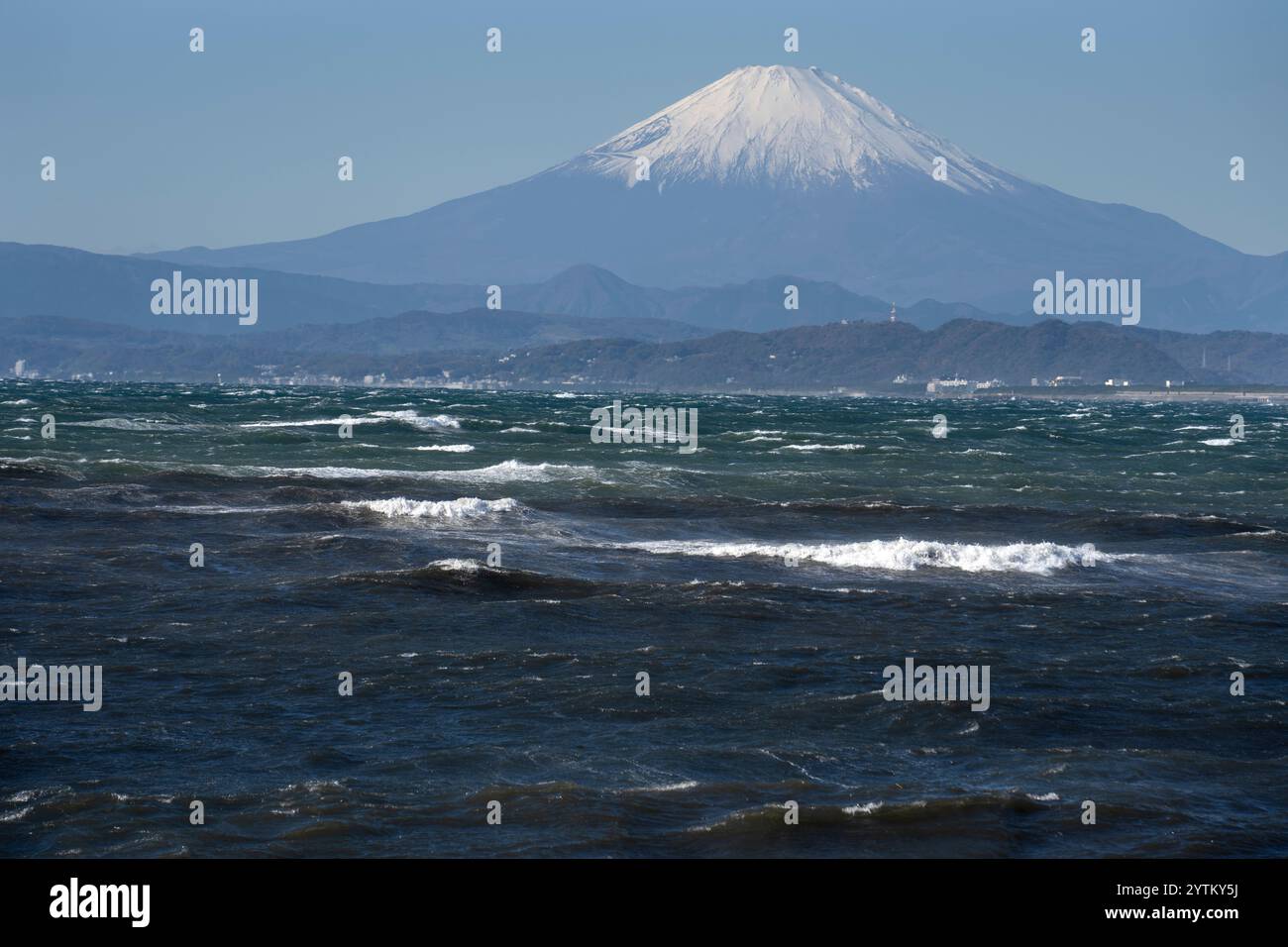 Fuji mountain panoramic view under dramatic blue sky and beautiful ...