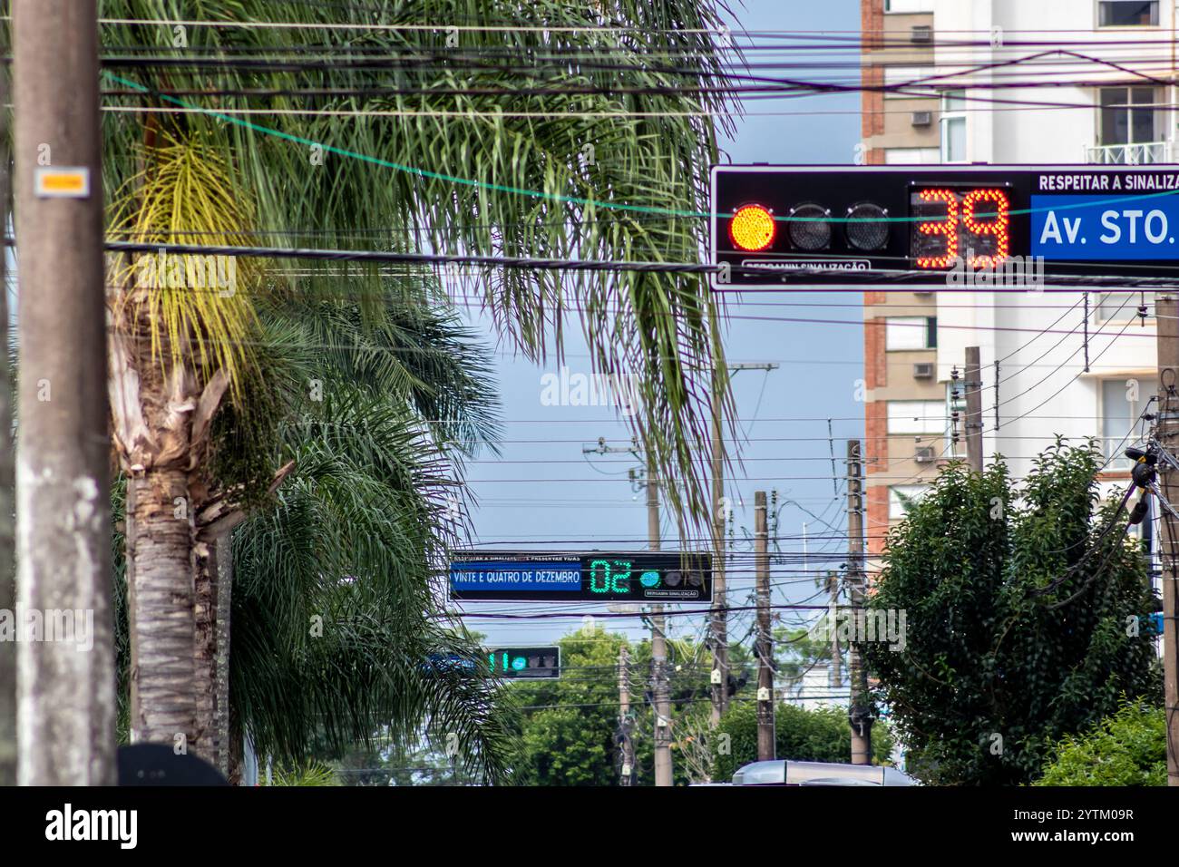 Marilia, Sao Paulo, Brazil, October 11, 2022. Traffic light with ...