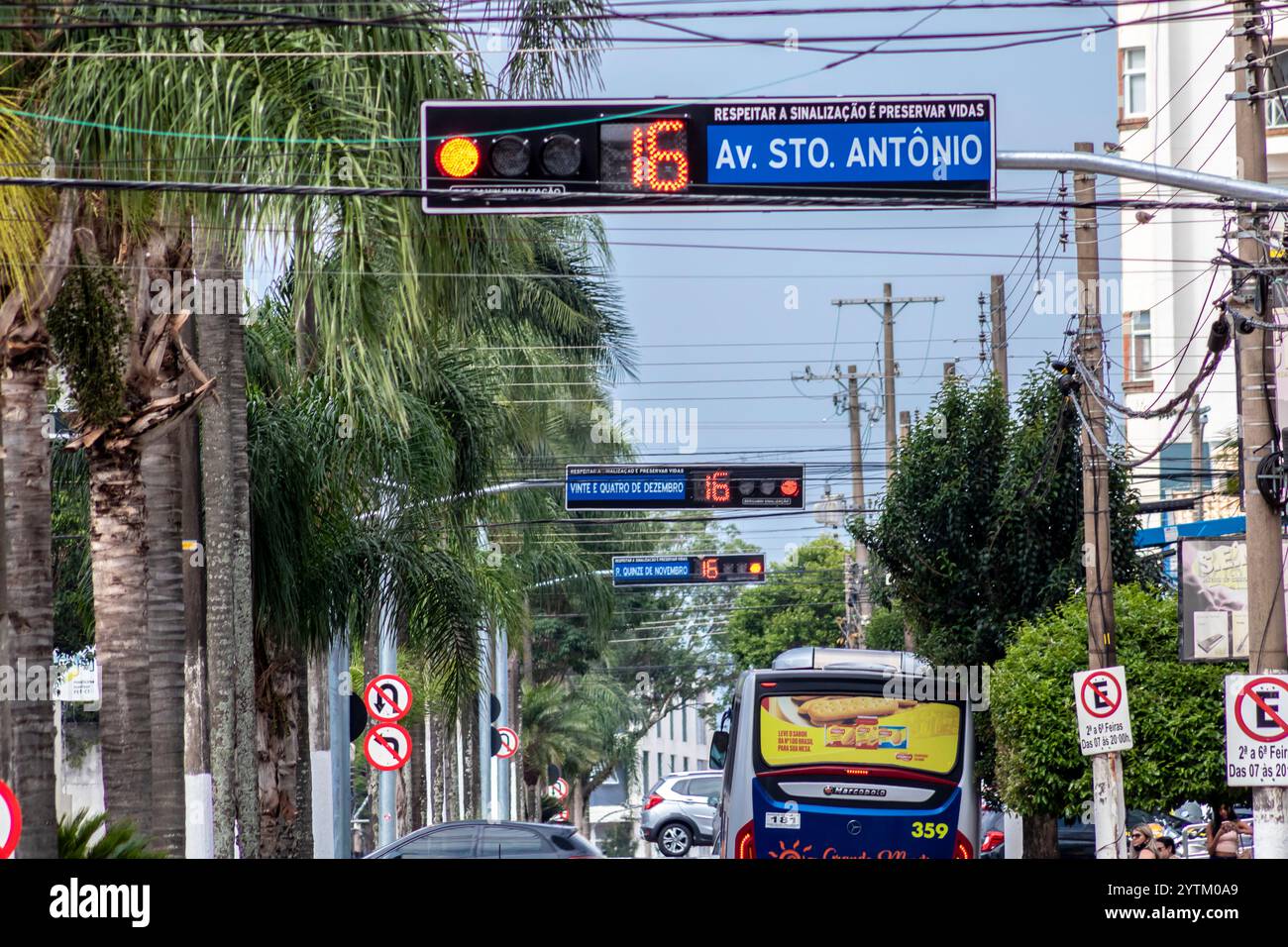 Marilia, Sao Paulo, Brazil, October 11, 2022. Traffic light with ...