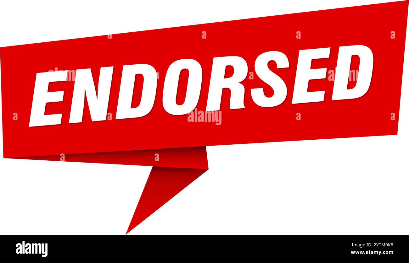 endorsed banner. endorsed speech bubble, label, sticker, ribbon, sign ...