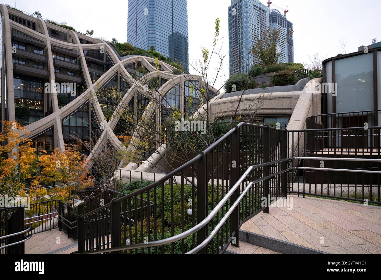 Azabudai Hills outdoor view in day time. Azabudai Hills exteior view from the distance in Tokyo ...
