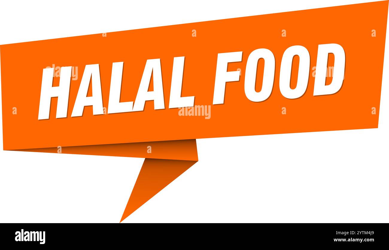 halal food banner. halal food speech bubble, label, sticker, ribbon ...