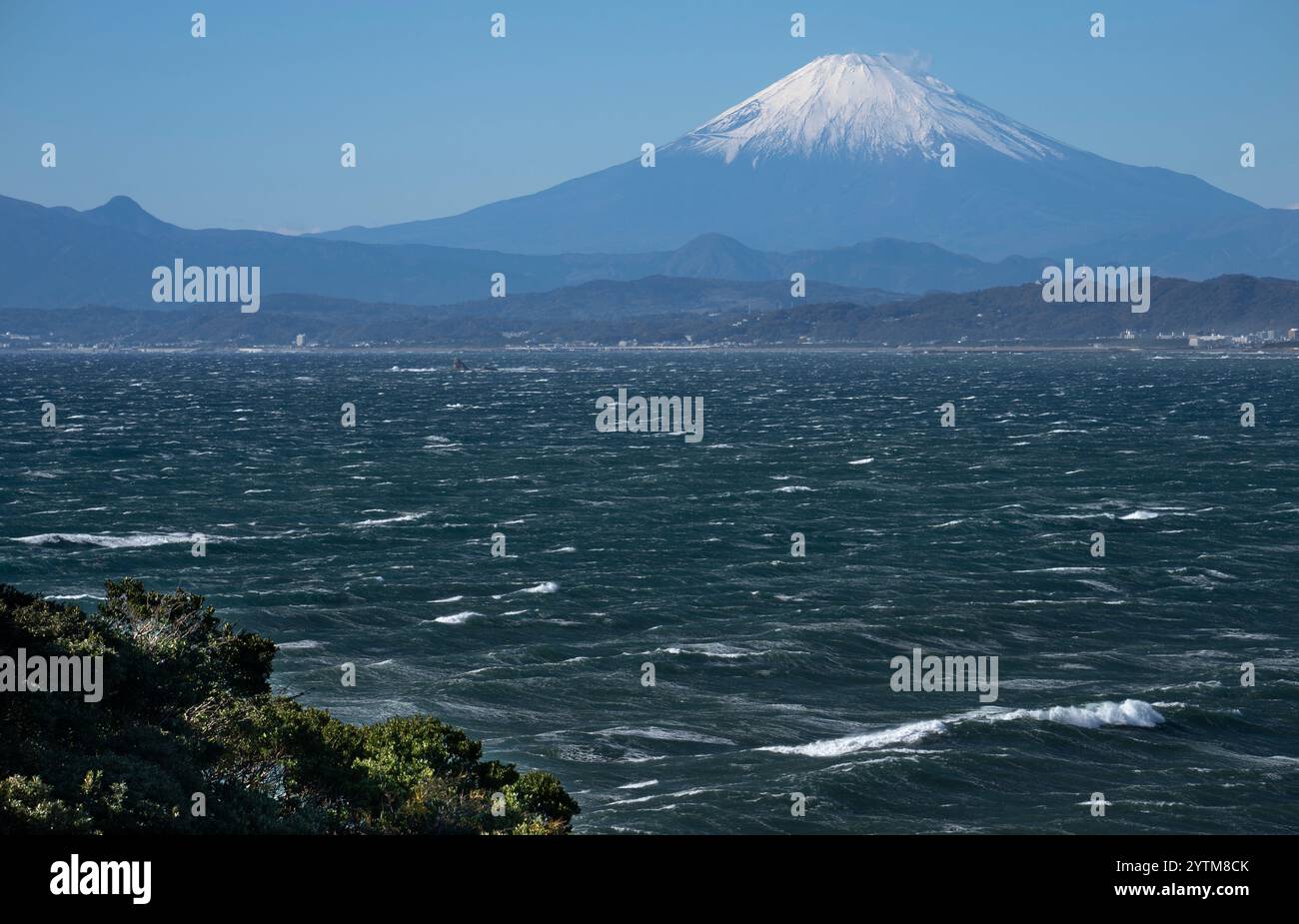 Fuji mountain panoramic view under dramatic blue sky and beautiful ...