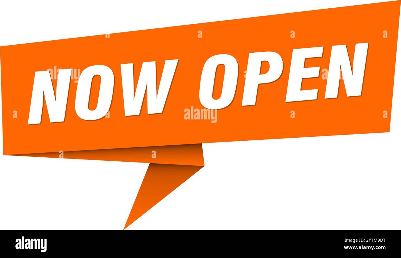 now open banner. now open speech bubble, label, sticker, ribbon, sign ...