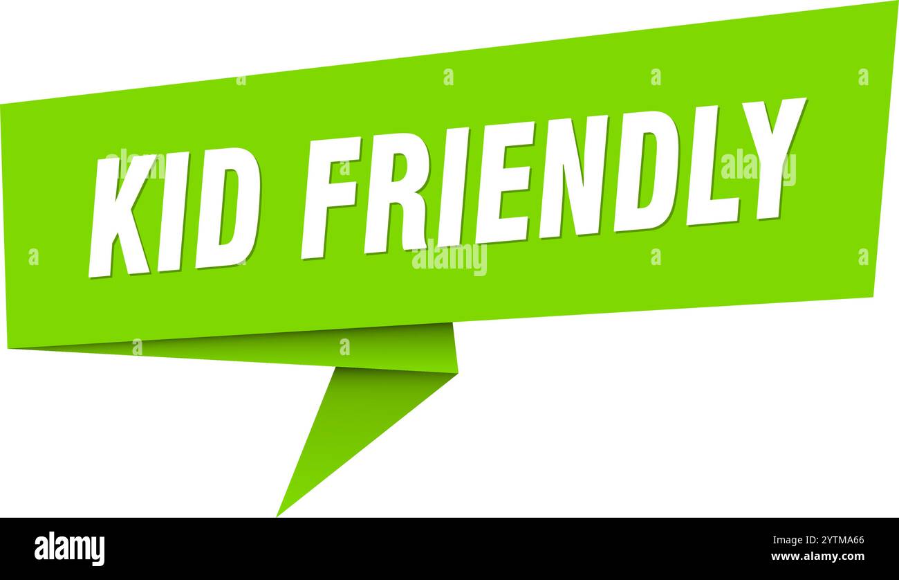 kid friendly banner. kid friendly speech bubble, label, sticker, ribbon ...