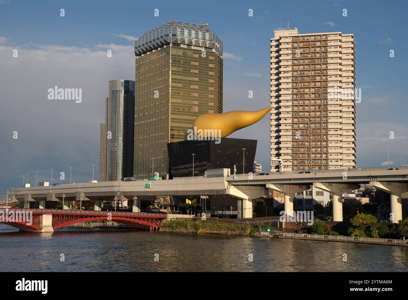 The Asahi Beer Hall buildings on Azumabashi Pier. The Asahi Beer Hall ...