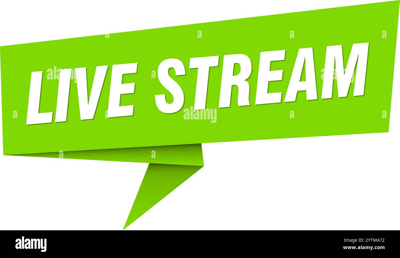 live stream banner. live stream speech bubble, label, sticker, ribbon ...