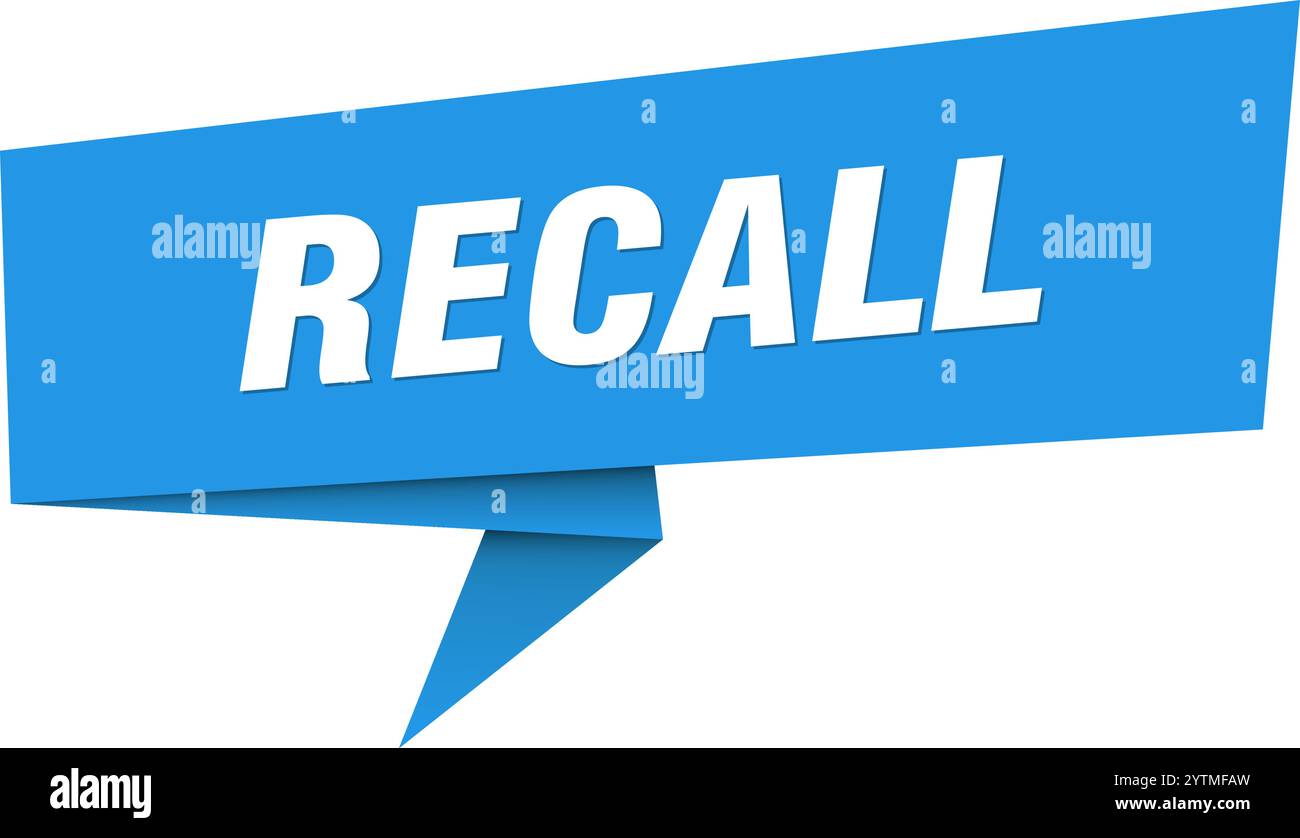 recall banner. recall speech bubble, label, sticker, ribbon, sign ...