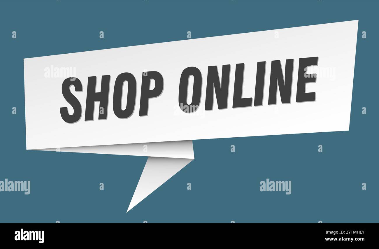 shop online banner. shop online speech bubble, label, sticker, ribbon ...