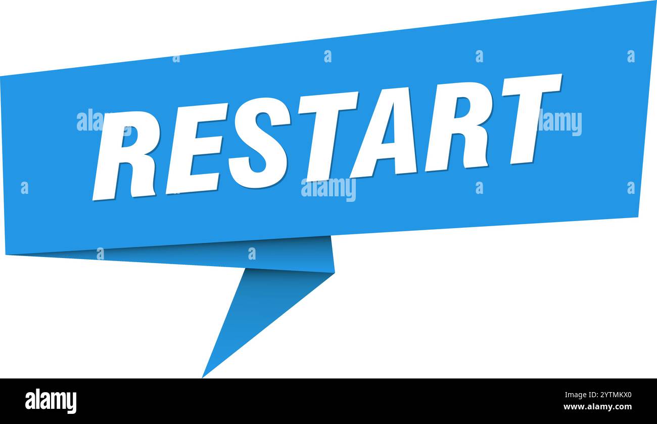 restart banner. restart speech bubble, label, sticker, ribbon, sign ...