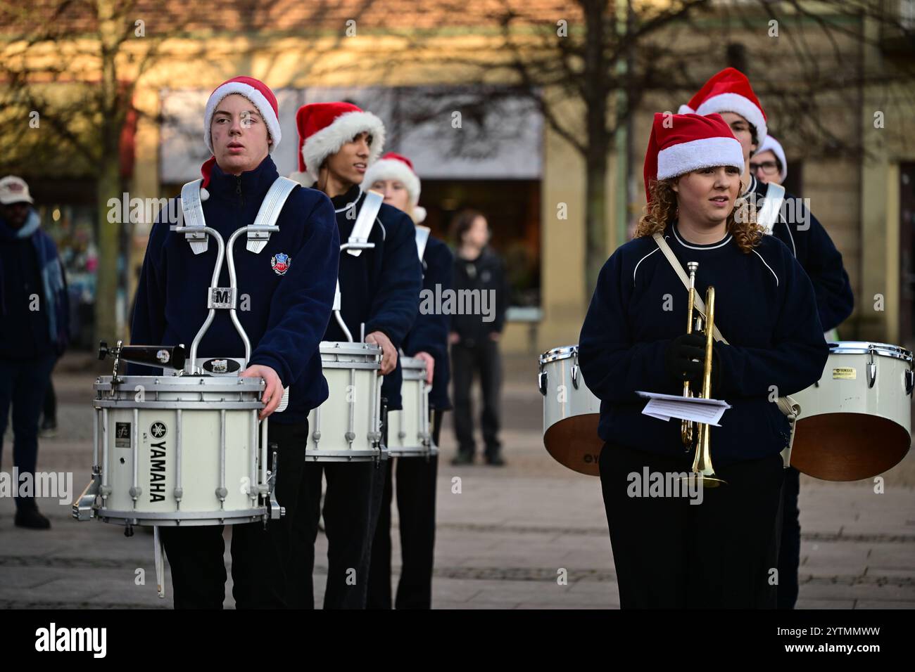 Helsingborg, Skåne, Sweden. December 1 2024. Christmas market. Marching ...