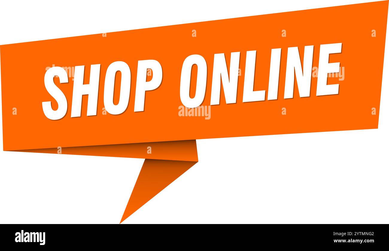 shop online banner. shop online speech bubble, label, sticker, ribbon ...