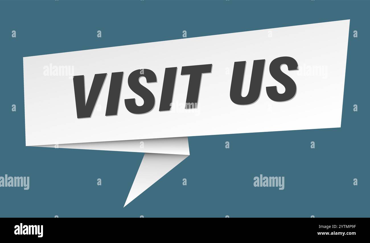 visit us banner. visit us speech bubble, label, sticker, ribbon, sign ...